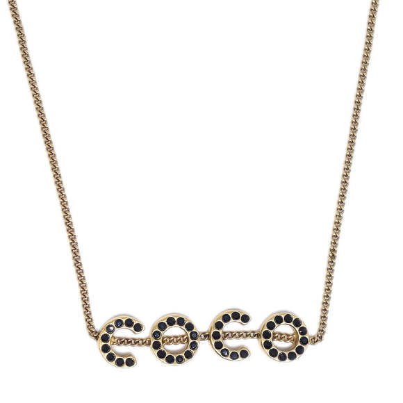 CHANEL | Jewelry | Chanel Coco Chain Pendant Necklace Rhinestone Gold A ...
